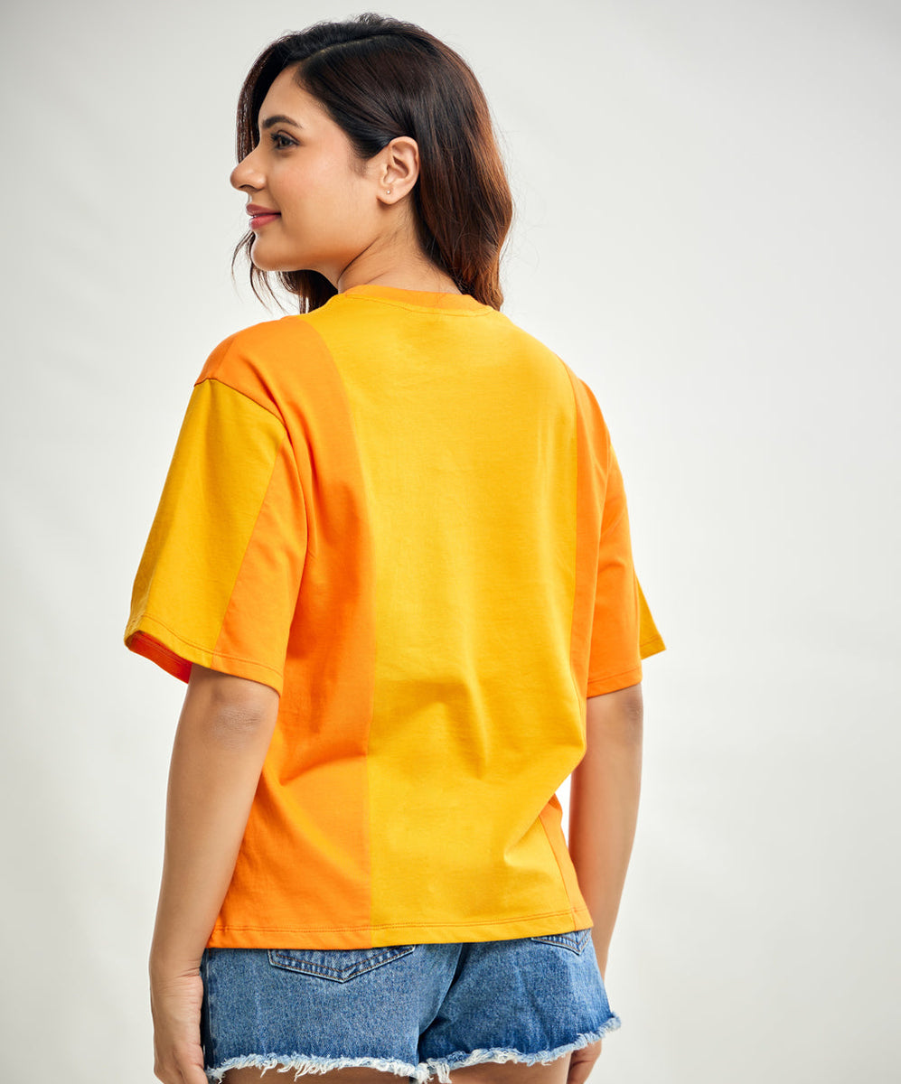 Paneled Oversized Crew Neck Tshirt – GLOBAL ZIGZAG