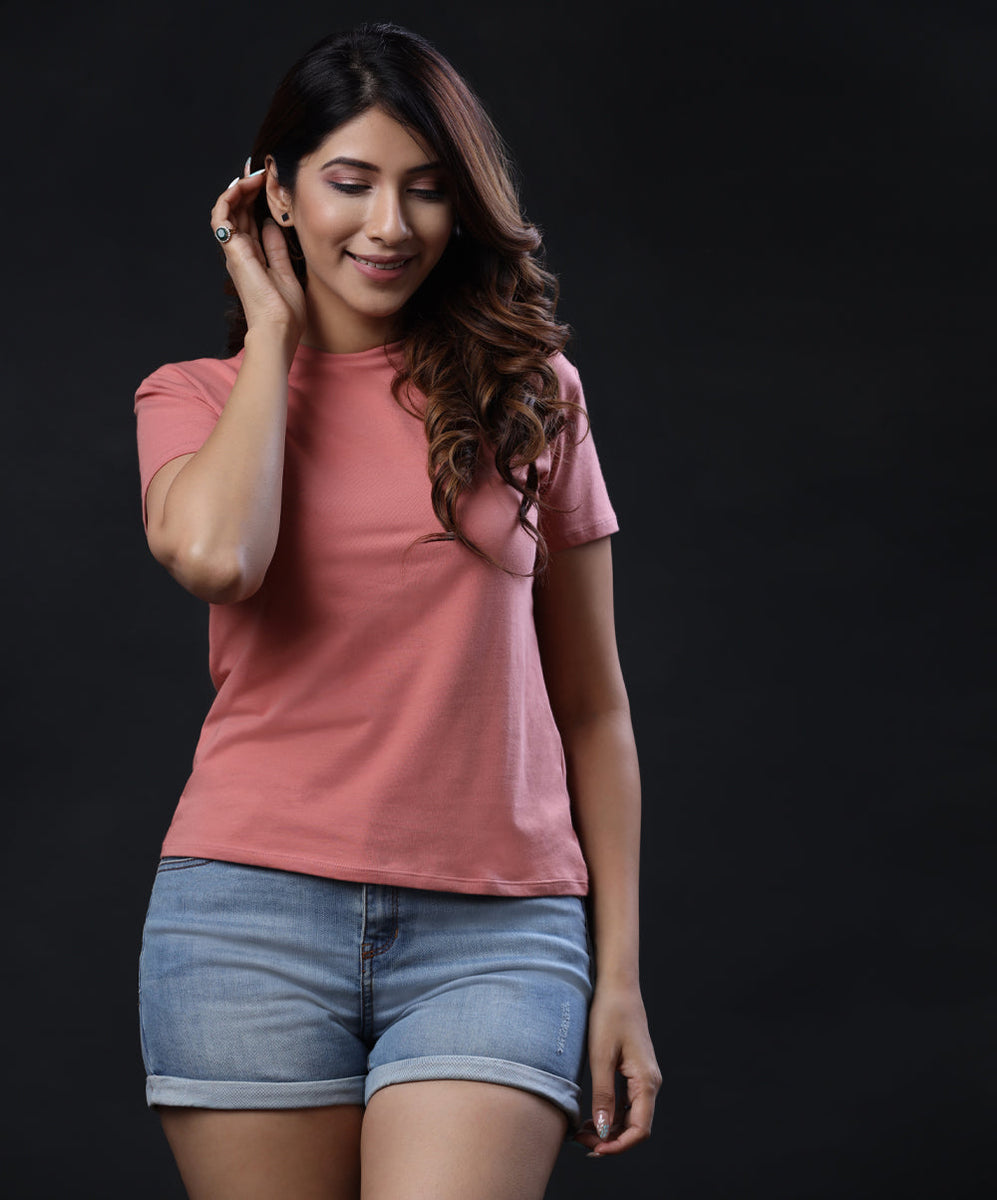Peach Basic Crew Neck Tshirt – GLOBAL ZIGZAG