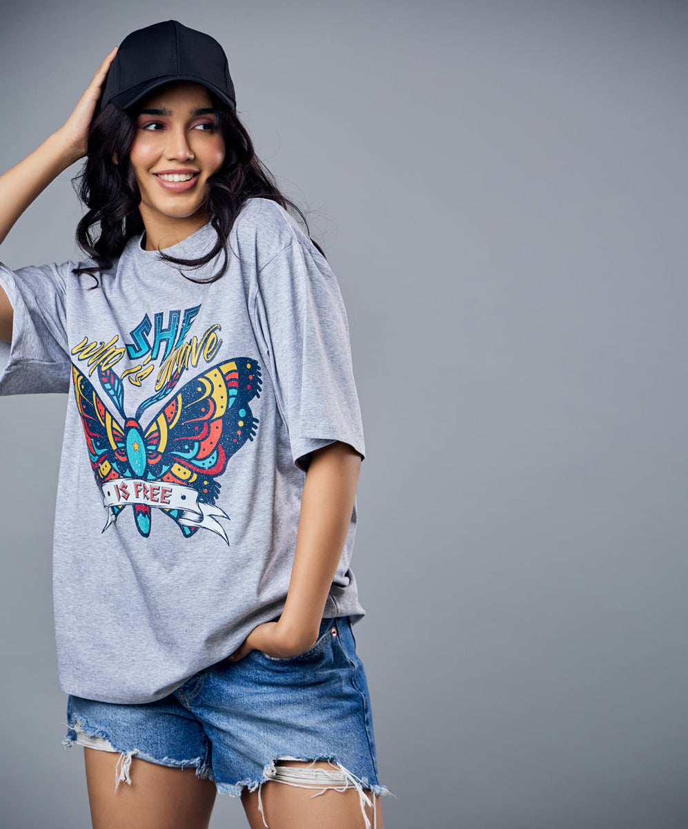 Butterfly Printed Oversized Tshirt – GLOBAL ZIGZAG
