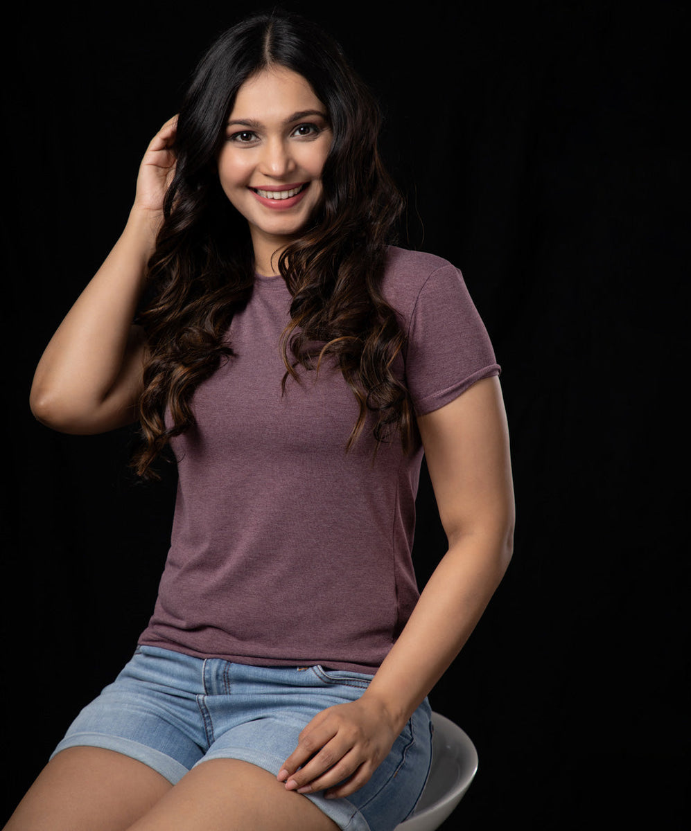 Maroon Marl Basic Crew Neck Tshirt – GLOBAL ZIGZAG